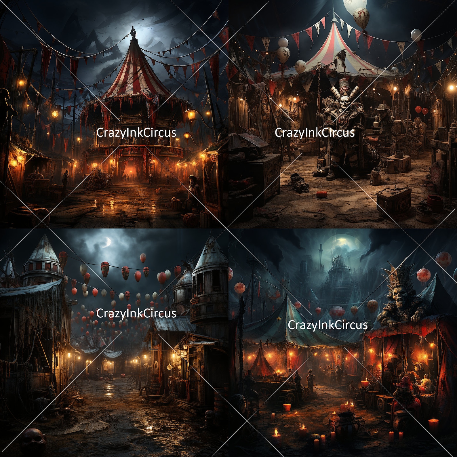 12 Creepy Carnival Backdrops: Circus Horror & Scary Clowns - Perfect for a Halloween Circus ...