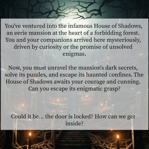 Horror Escape Room - House of Shadows - Printable Horror Game for ...