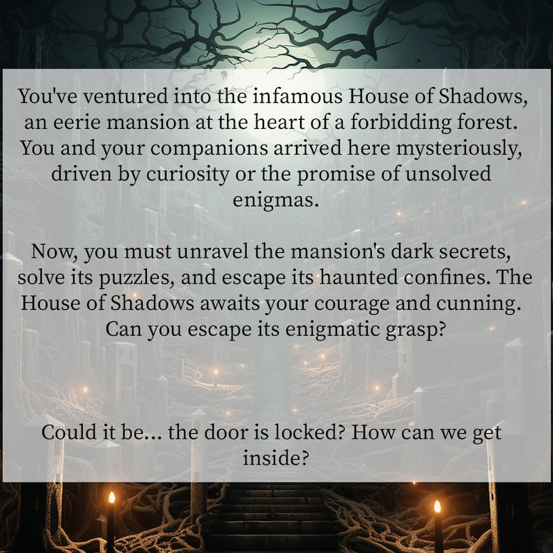 Horror Escape Room - House of Shadows - Printable Horror Game for ...