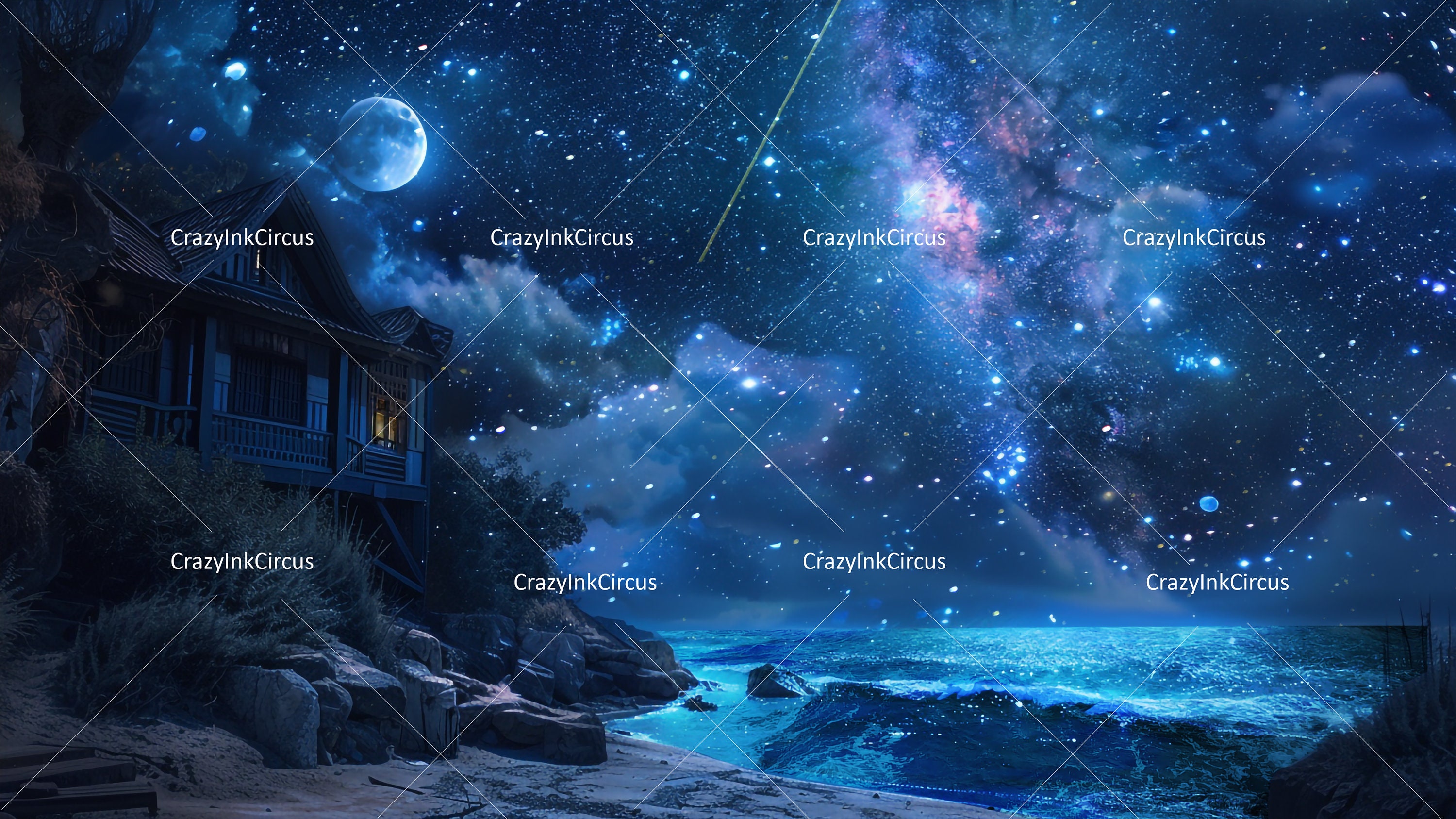 Animated Background - Starry Night - Celestial Serenity, Isolated Cabin ...