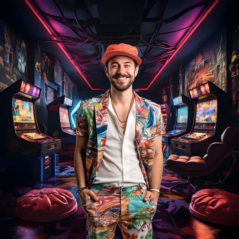 8 Digital Backdrops Nostalgic Arcade Adventure Collection Perfect for ...