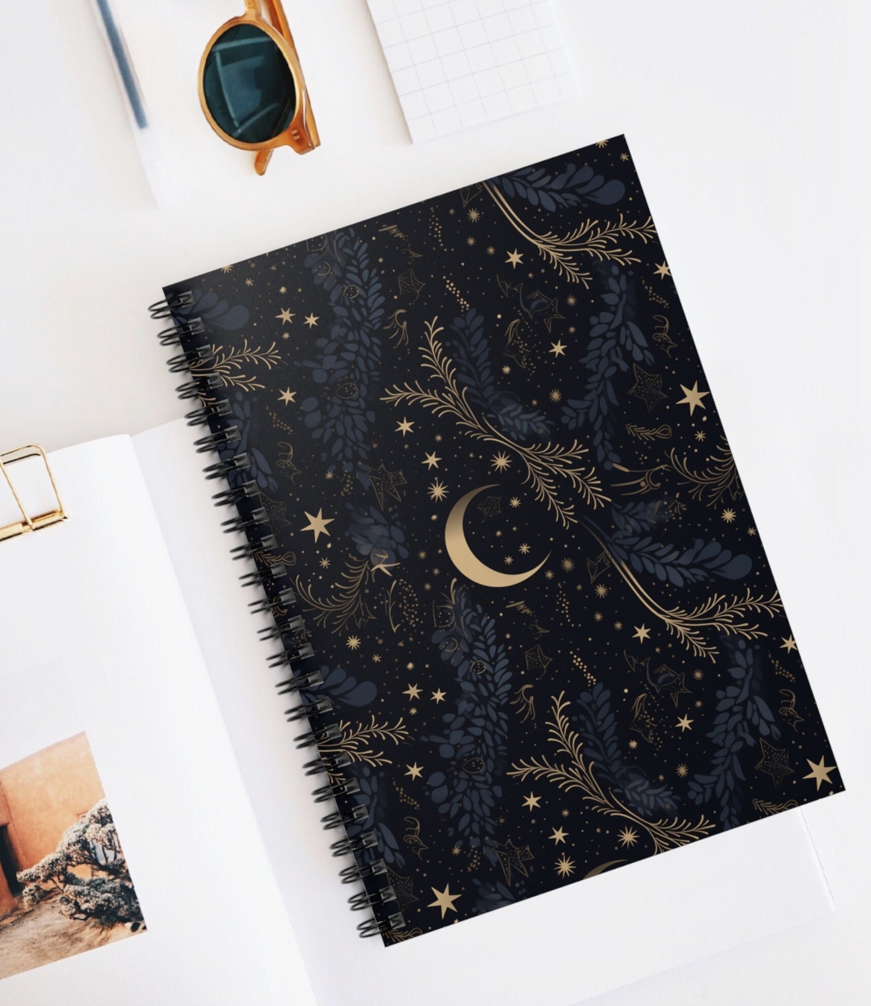 Moon and Stars Notebook | Spiral Bound | Celestial Journal | A5 ...