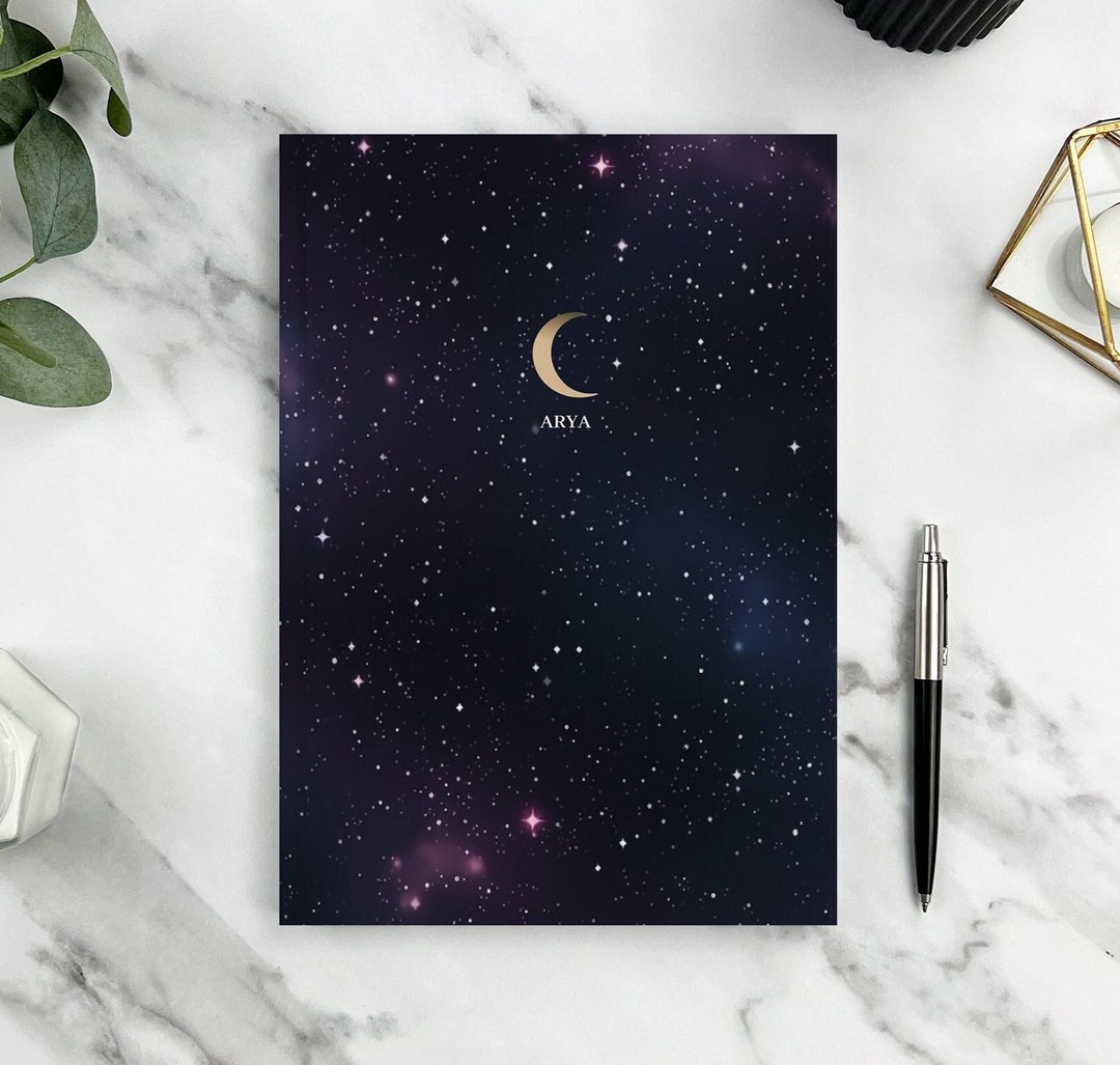 Personalised Moon and Stars Notebook Celestial Journal A5 Hardback ...