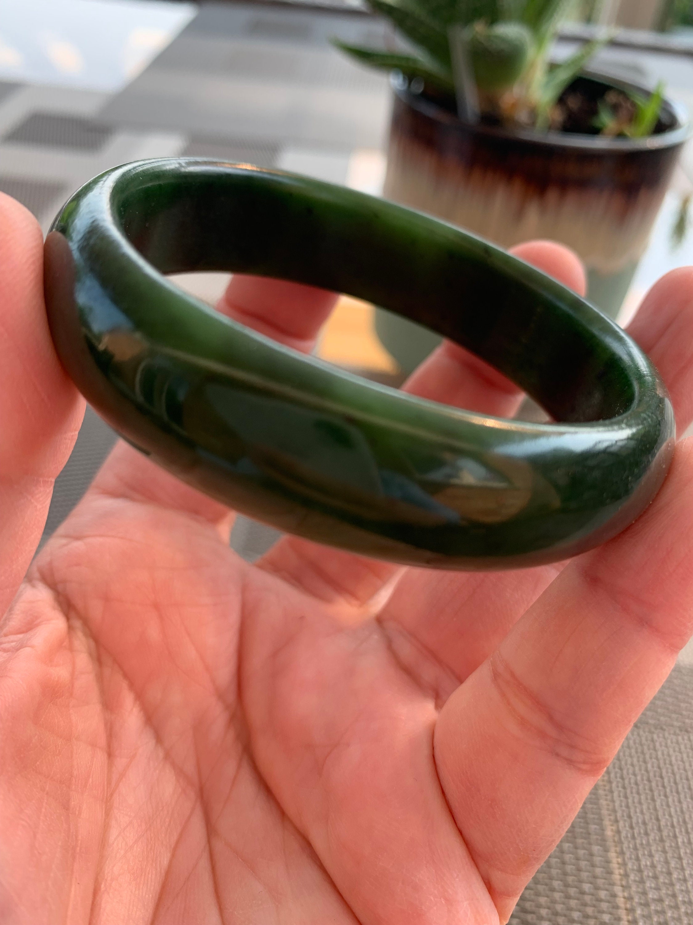 100% Natural Canadian BC Nephrite Jade Dark Green Bangle 59mm - Etsy