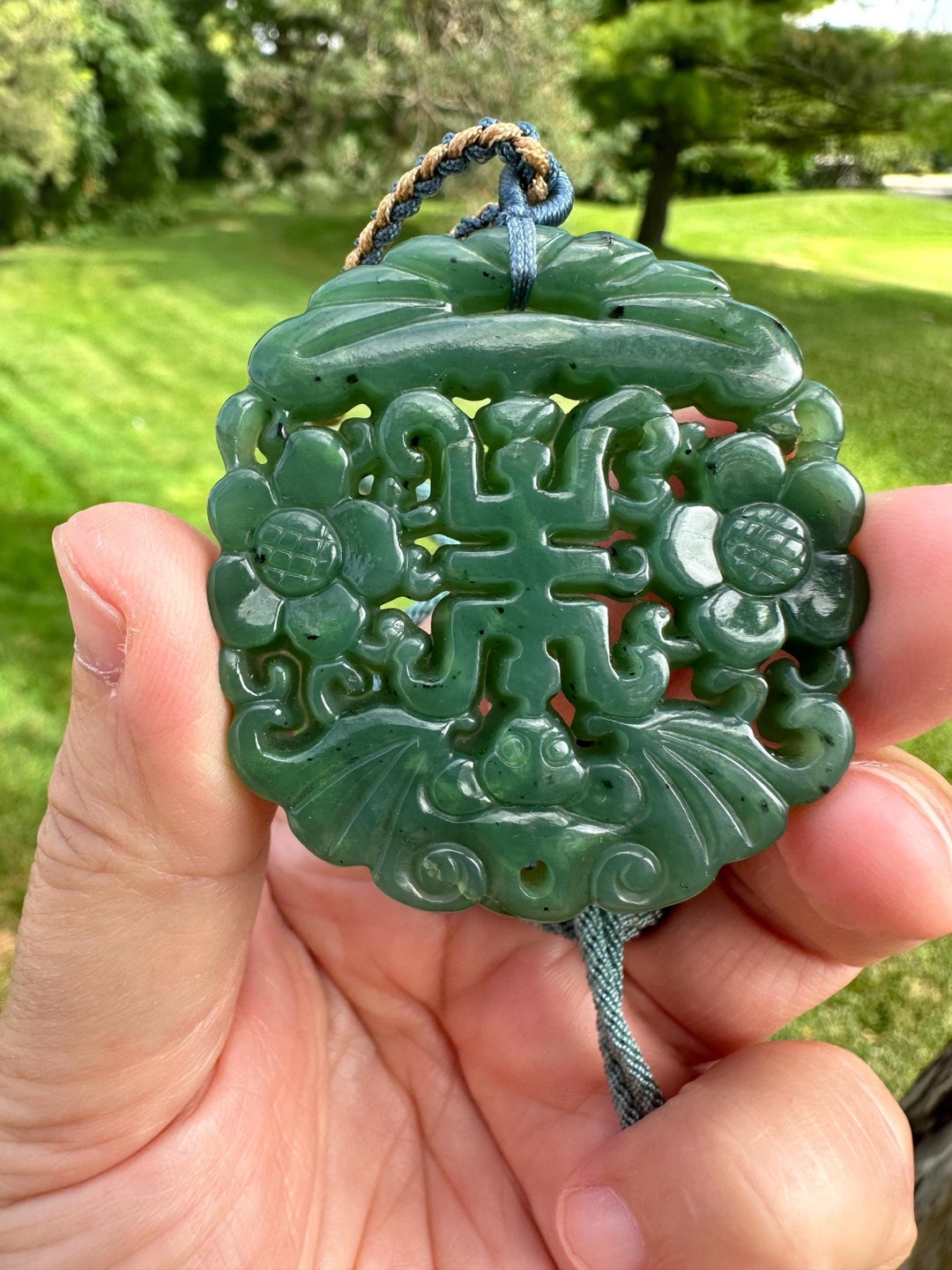 CLEARANCE 70% OFF Canadian Nephrite Jade Pendant 2 X 1.9 Oblong Hollow ...