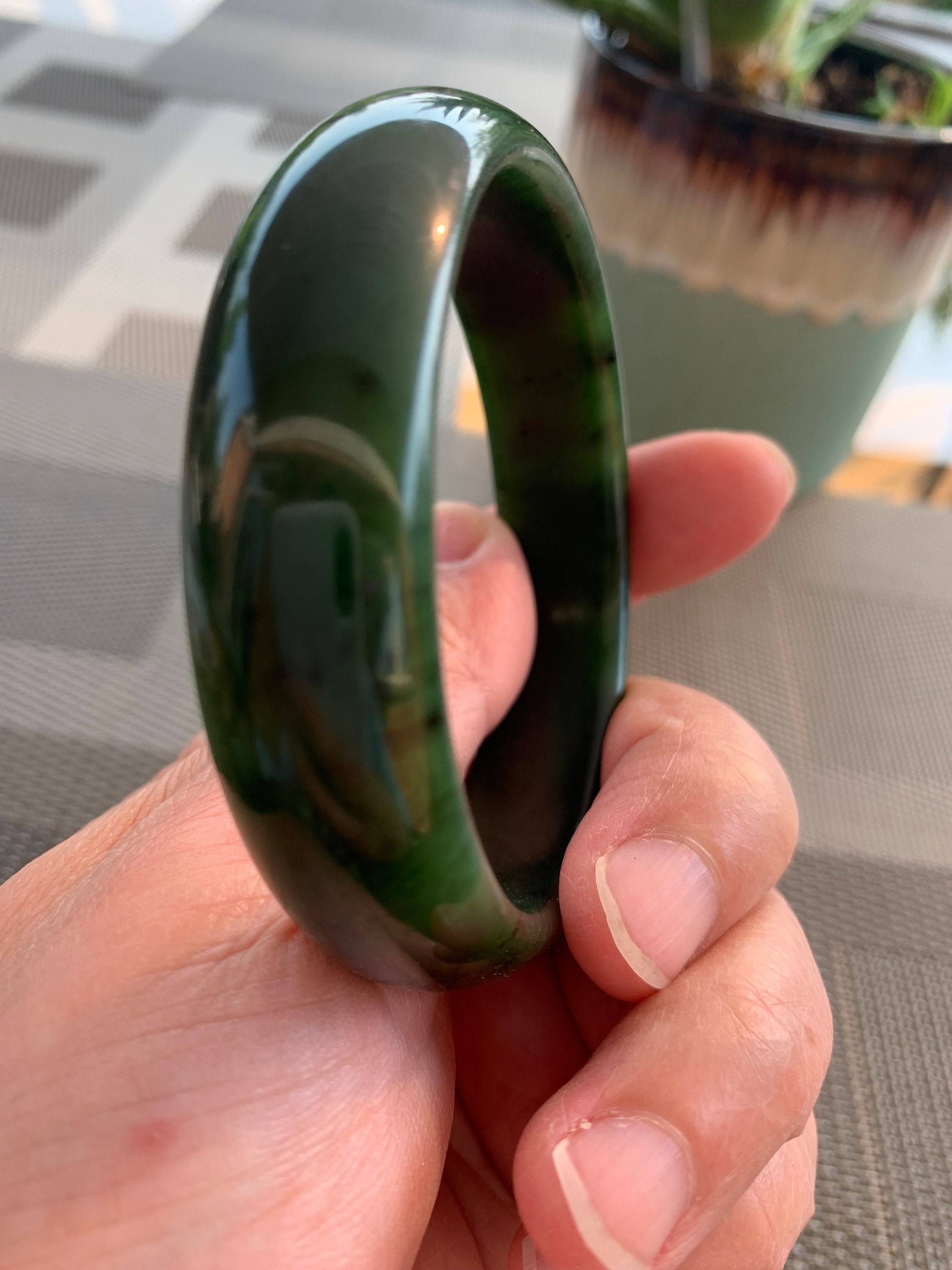 100% Natural Canadian BC Nephrite Jade Dark Green Bangle 59mm - Etsy
