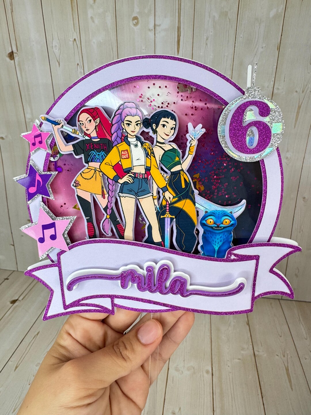 Girls Band Birthday Cake Topper • Personalized Name & Age • Purple ...
