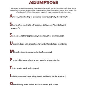 Assumptions Worksheet - Etsy