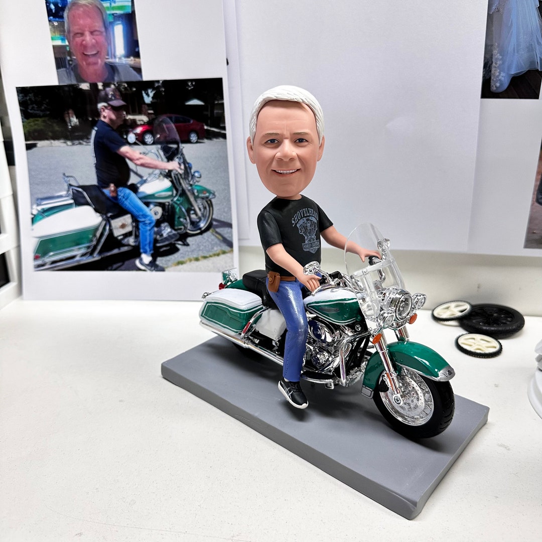 Custom Motorcycle Bobbleheads, Custom Father Bobblehead on Motorcycle ...