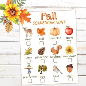Fall Scavenger Hunt, Fall Activity for Kids, Printable Fall Game, Fall ...