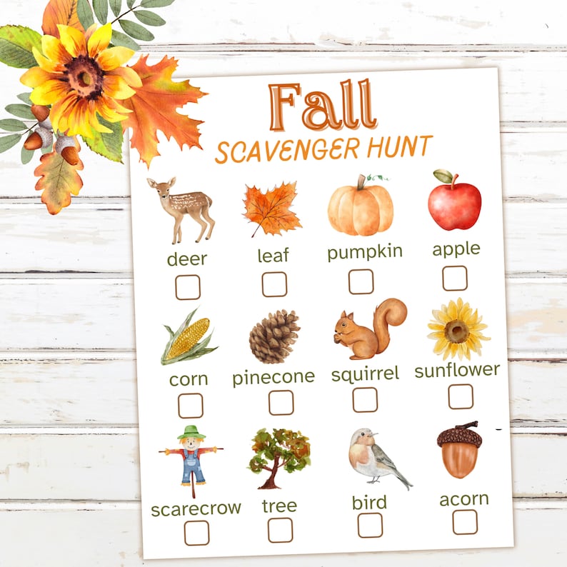 Fall Scavenger Hunt, Fall Activity for Kids, Printable Fall Game, Fall ...