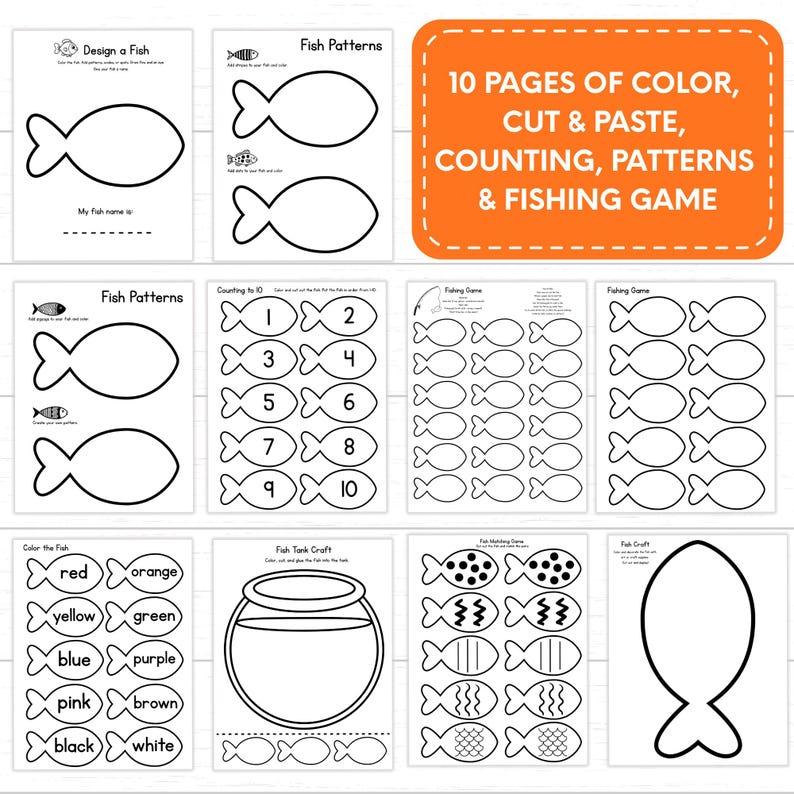 Fish Activity Pack for Preschool & Kindergarten – 10 Page Ocean ...