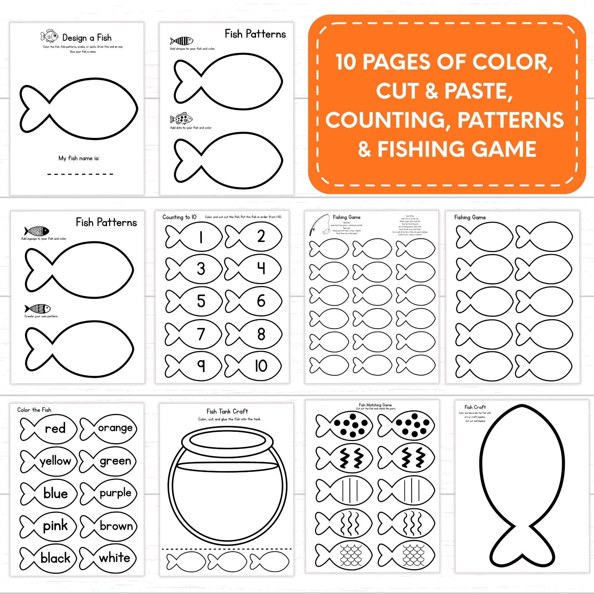 Fish Activity Pack for Preschool & Kindergarten – 10 Page Ocean ...