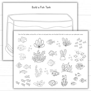 Build a Fish Tank Printable Coloring Activity for Kids, DIY Aquarium ...