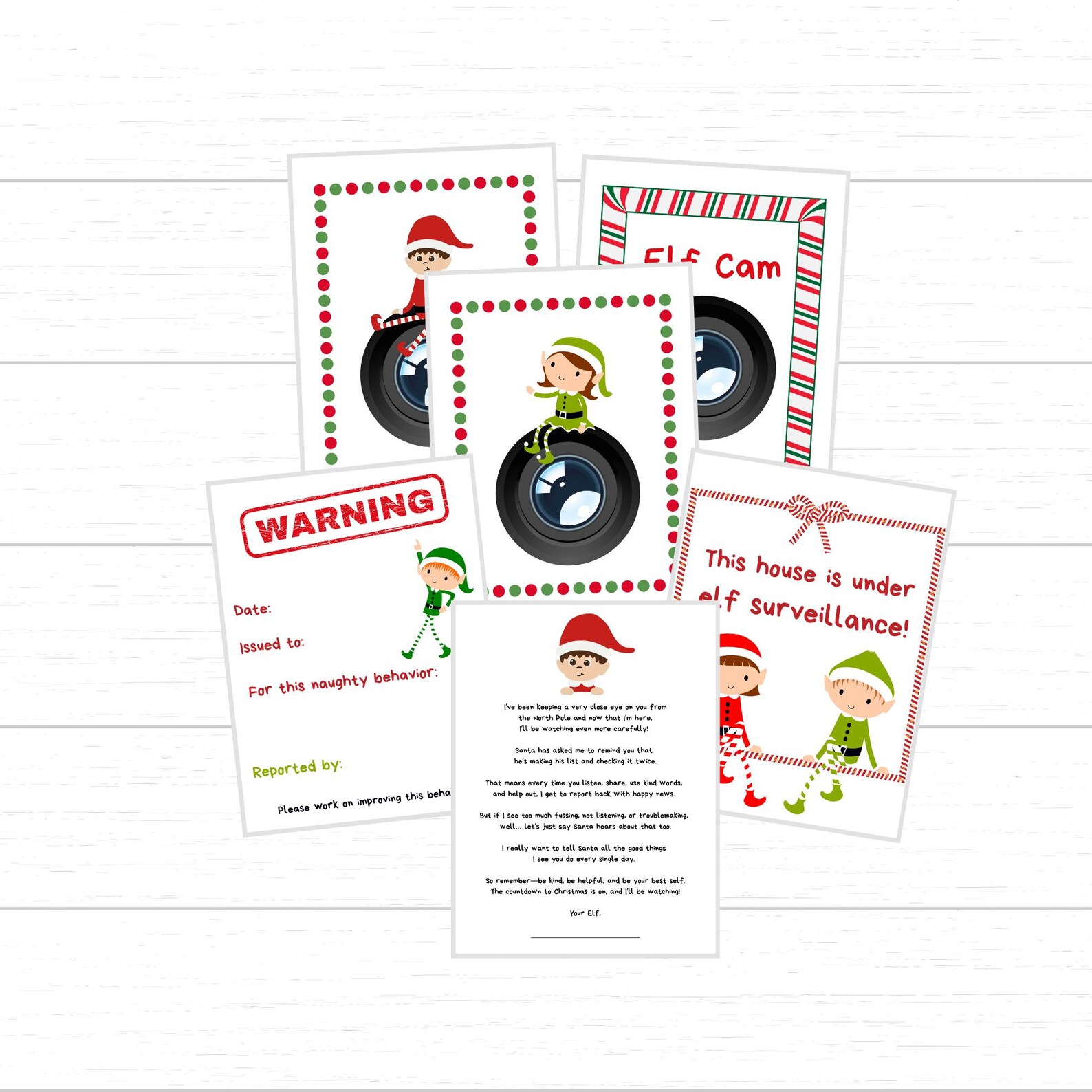 Elf Surveillance Pack Printable, Letter From Elf, Warning Letter ...