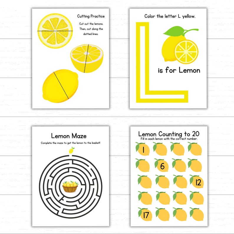Lemon Activity Pack Printable, Fun Summer Worksheets & Games for Kids ...