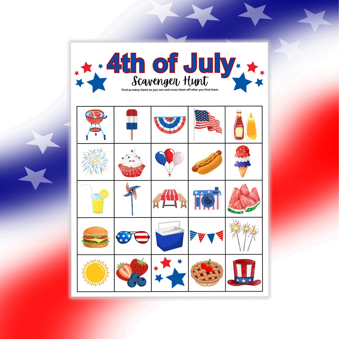 4th of July Scavenger Hunt, Printable 4th of July Activities for Kids ...