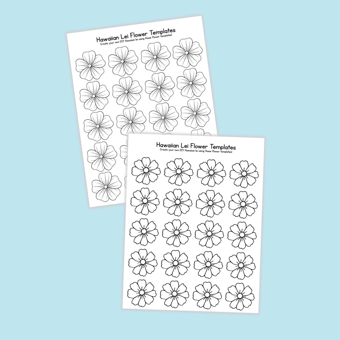 Printable DIY Hawaiian Lei Flower Templates, Flower Cutouts, Tropical ...
