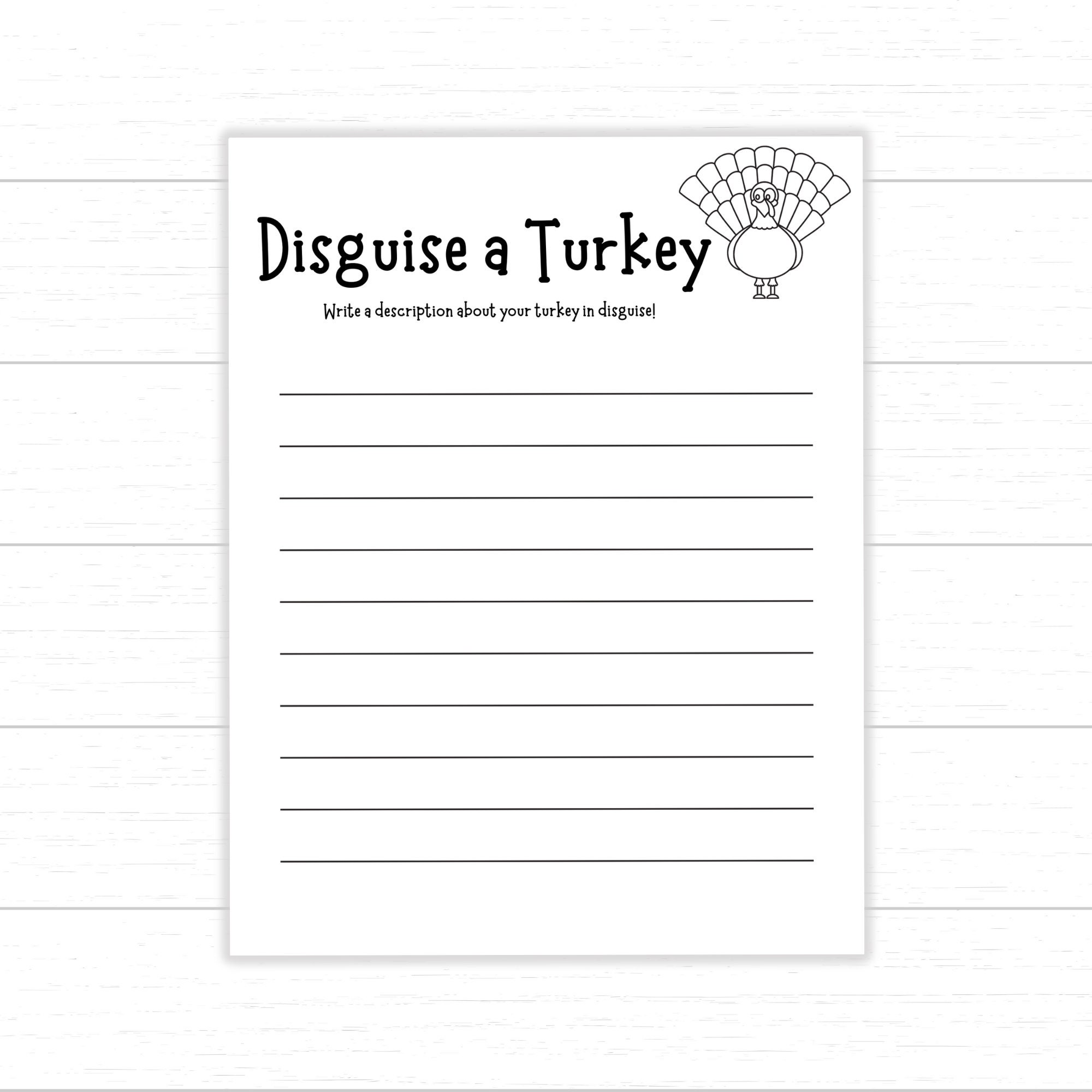 Disguise a Turkey Project, Turkey in Disguise, Printable Disguise a ...