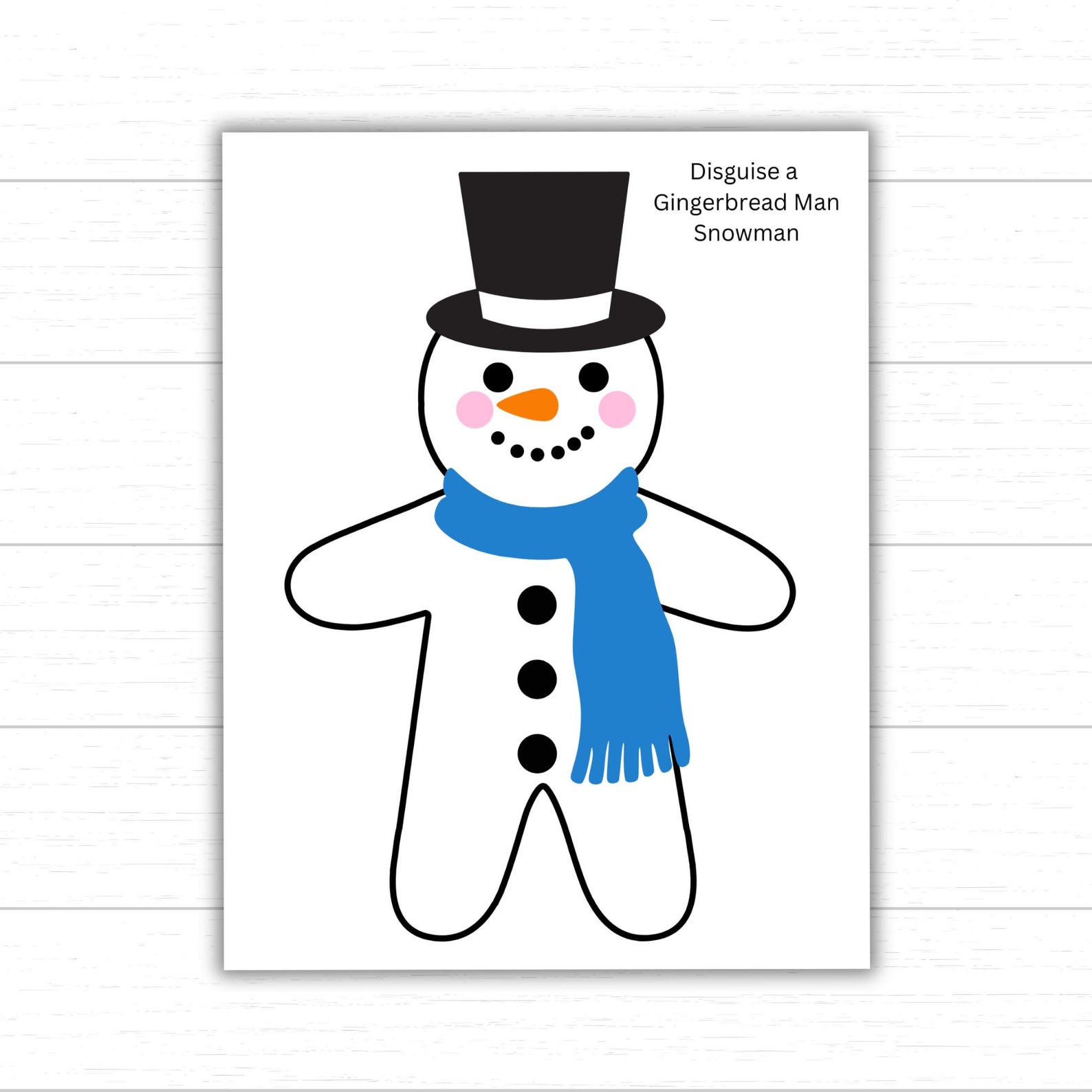 Disguise a Gingerbread Man Snowman, Printable Snowman Outfit, Winter ...