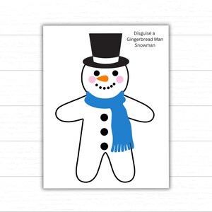 Disguise a Gingerbread Man Snowman, Printable Snowman Outfit, Winter ...