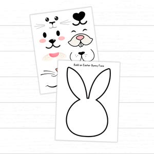 Build a Bunny Face Printable for Kids, Bunny Cut and Paste Activity ...