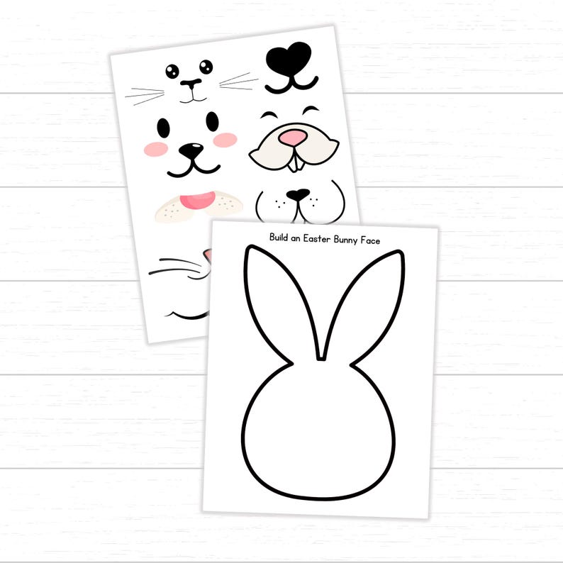 Build a Bunny Face Printable for Kids, Bunny Cut and Paste Activity ...