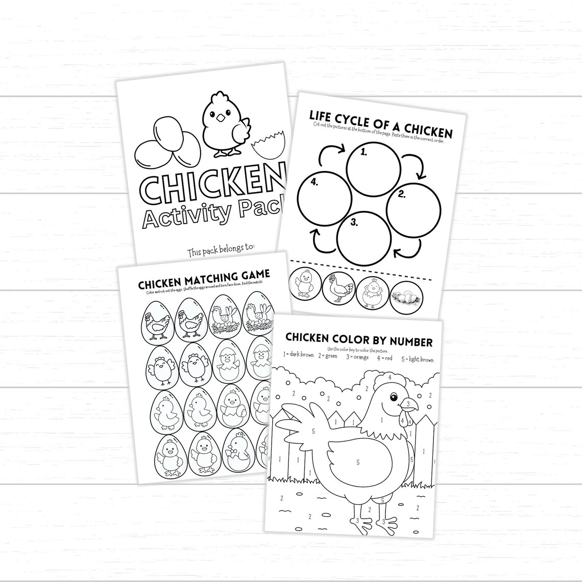Chicken Activity Pack, Chicken Unit, Chicken Worksheets for Kids, Cute ...