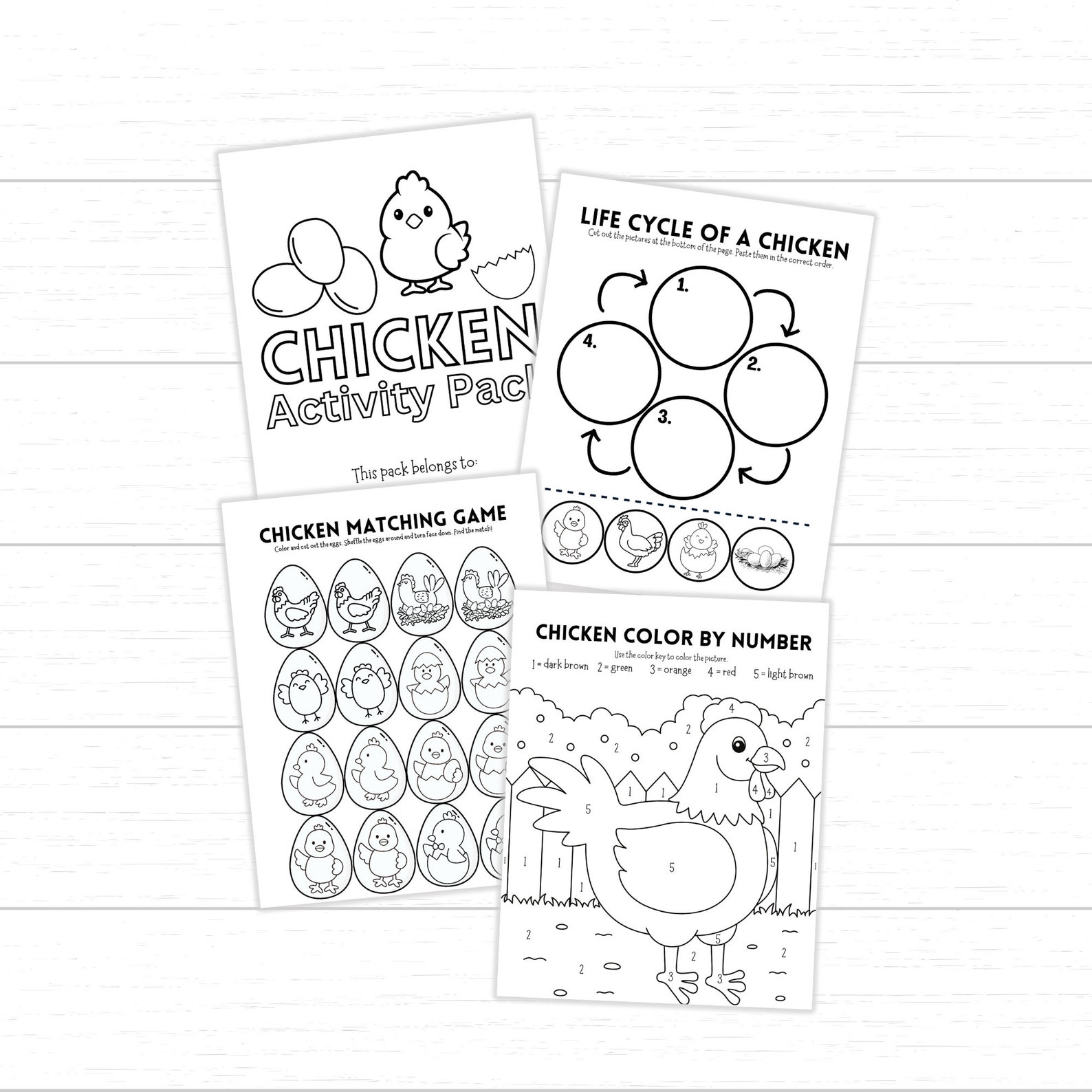 Chicken Activity Pack, Chicken Unit, Chicken Worksheets for Kids, Cute ...