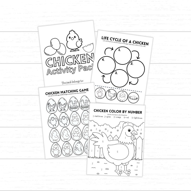Chicken Activity Pack, Chicken Unit, Chicken Worksheets for Kids, Cute ...