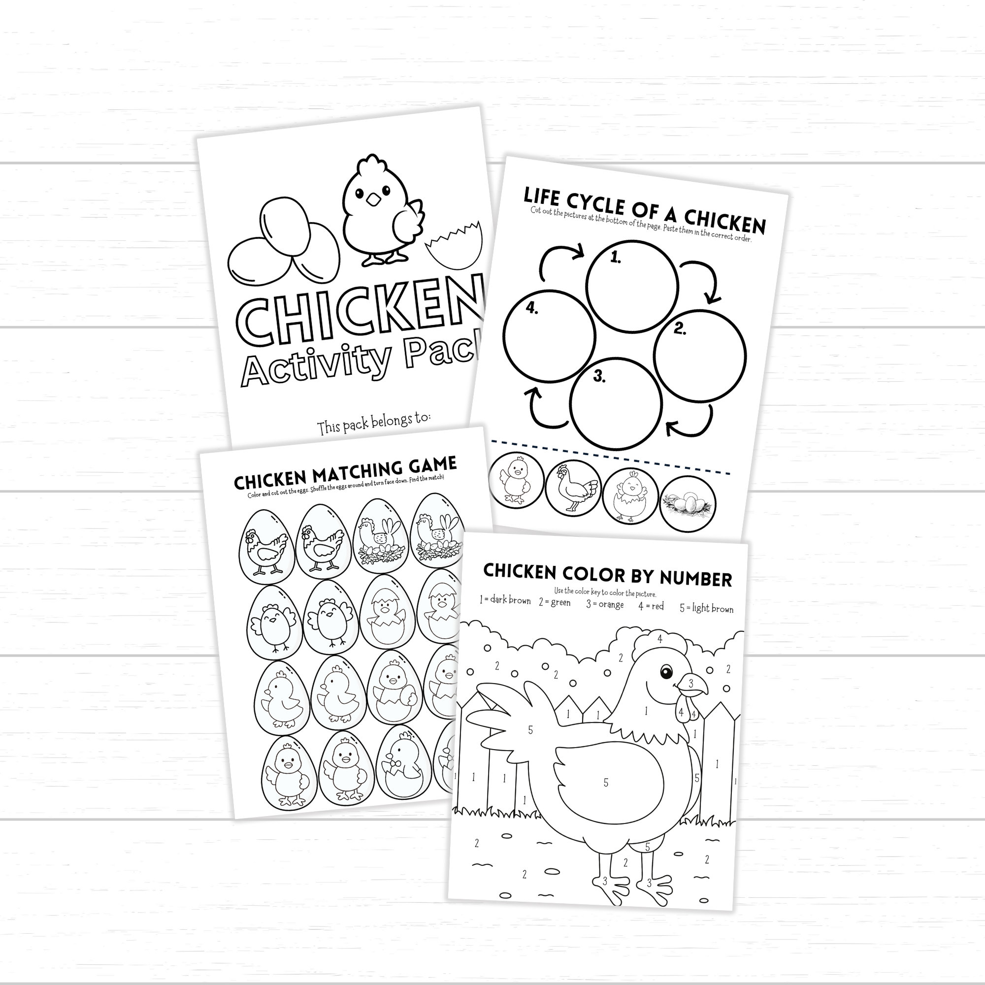Chicken Activity Pack, Chicken Unit, Chicken Worksheets for Kids, Cute ...