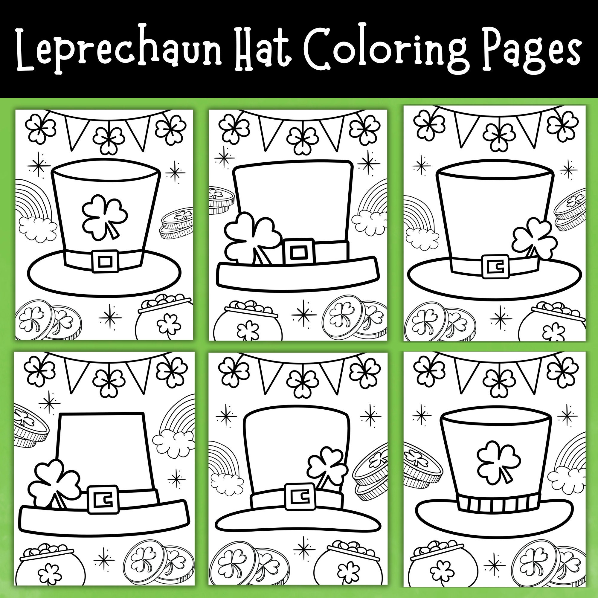 Leprechaun Hat Coloring Pages, Leprechaun Hat Printables, Printable St ...