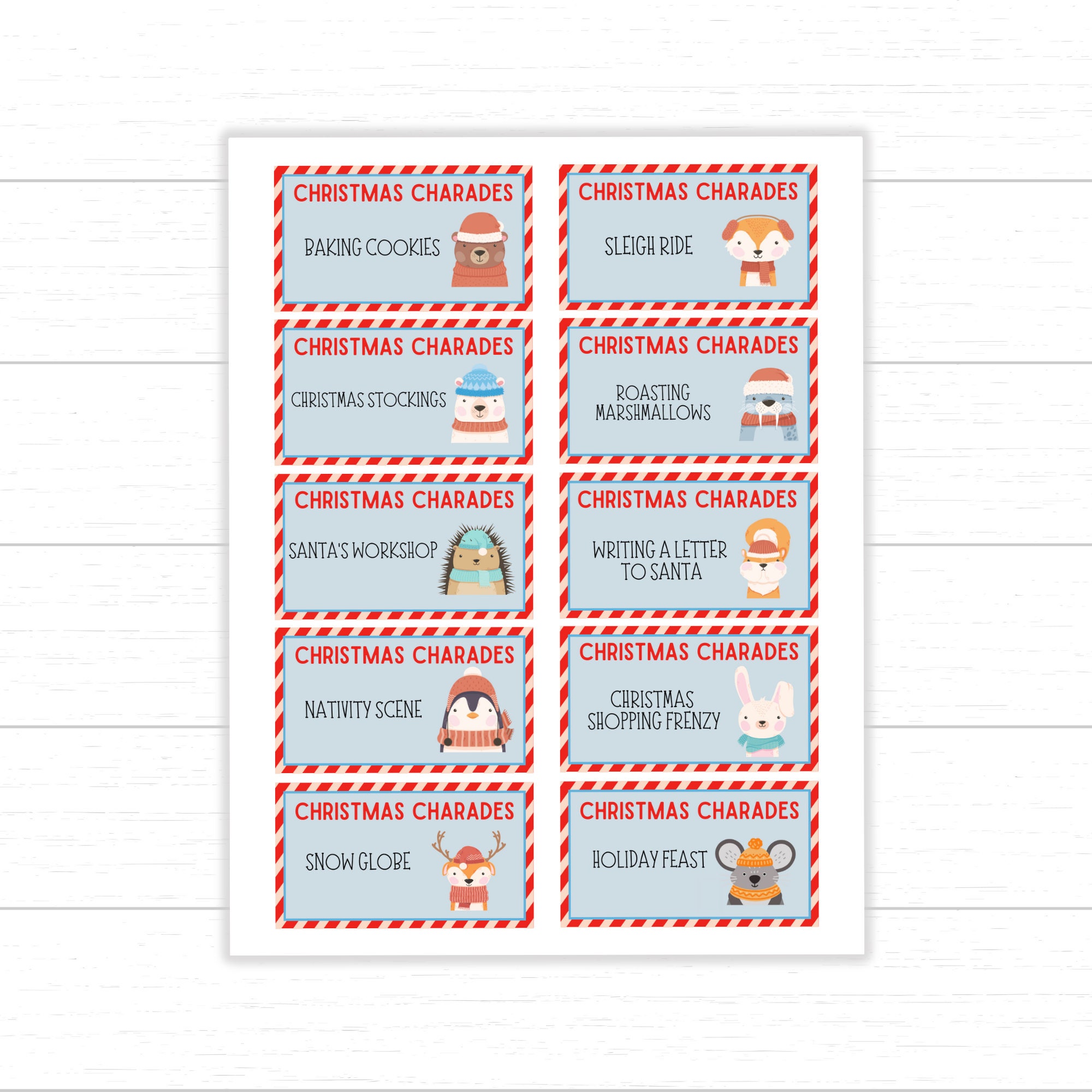 Christmas Charades Printable Charades Printable Game Cards - Etsy