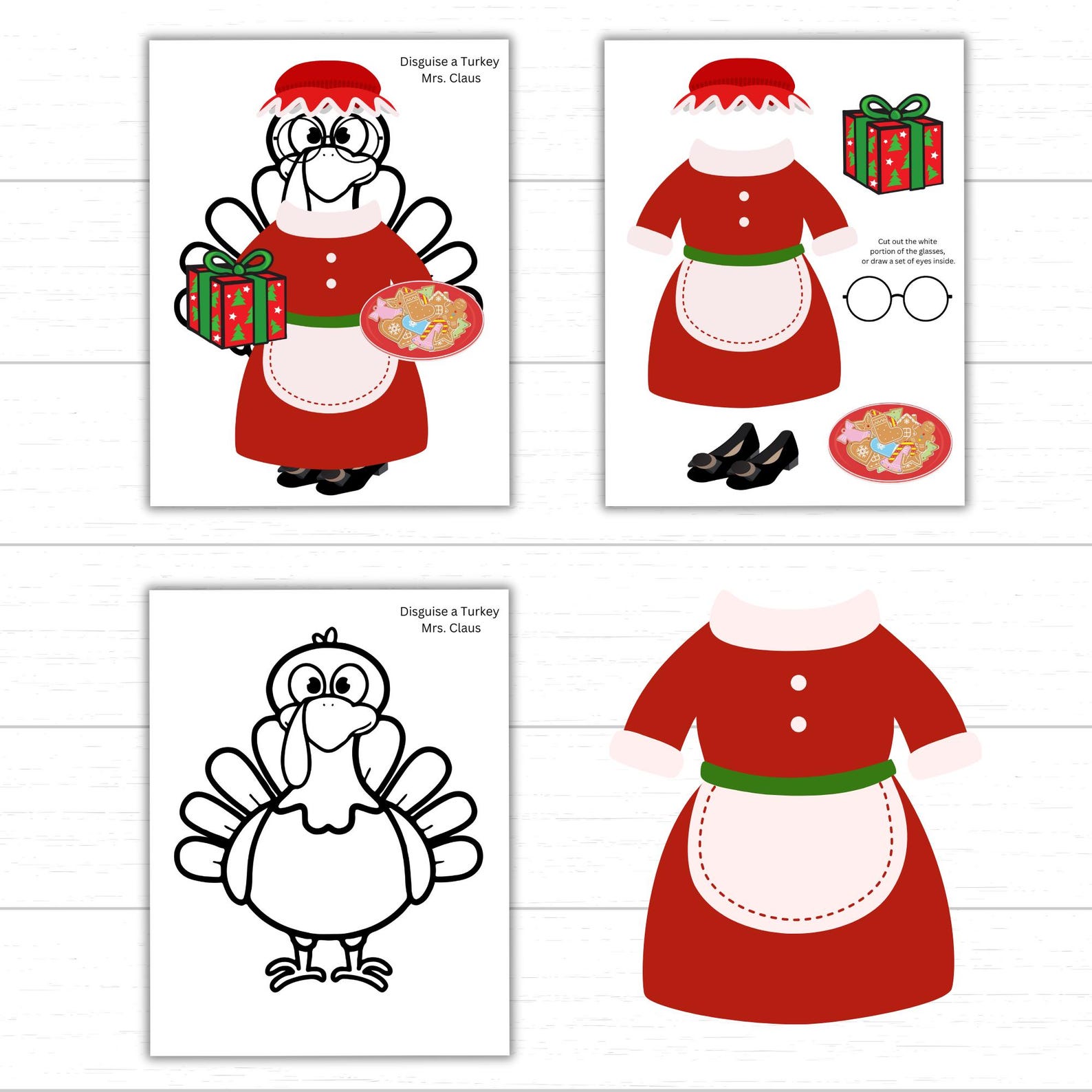 Disguise a Turkey Mrs. Claus, Mrs. Claus Turkey, Mrs. Claus Printable ...