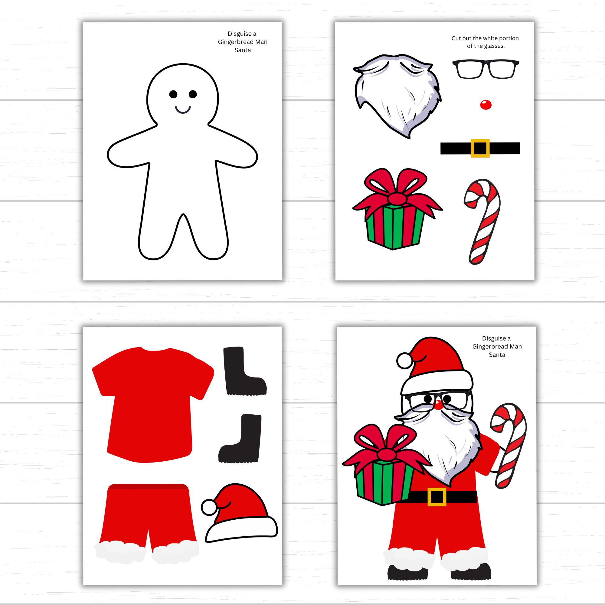 Disguise a Gingerbread Man Santa, Santa Gingerbread Disguise, Printable ...