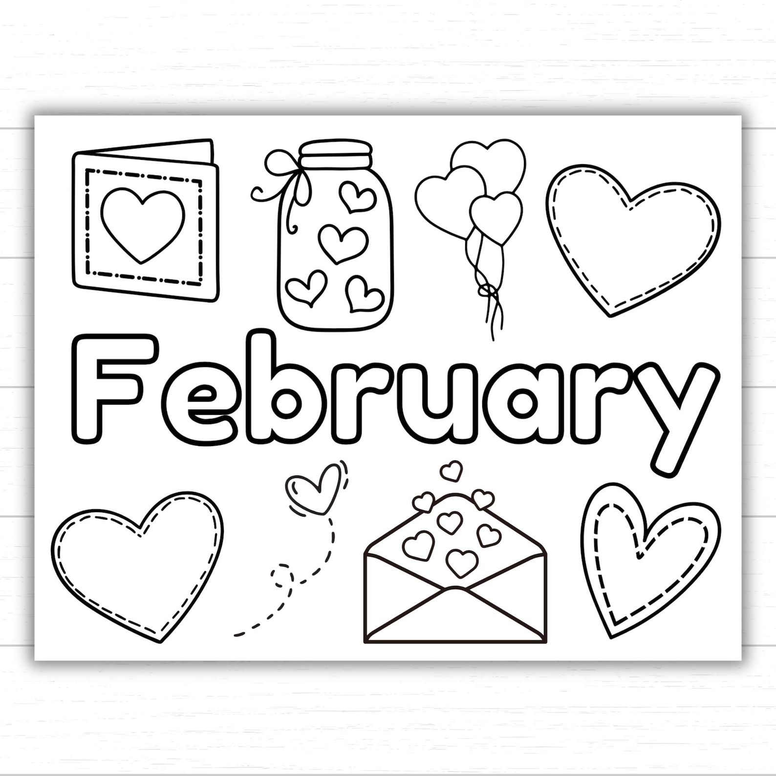 February Coloring Page Printable, Month of February Coloring Sheet ...