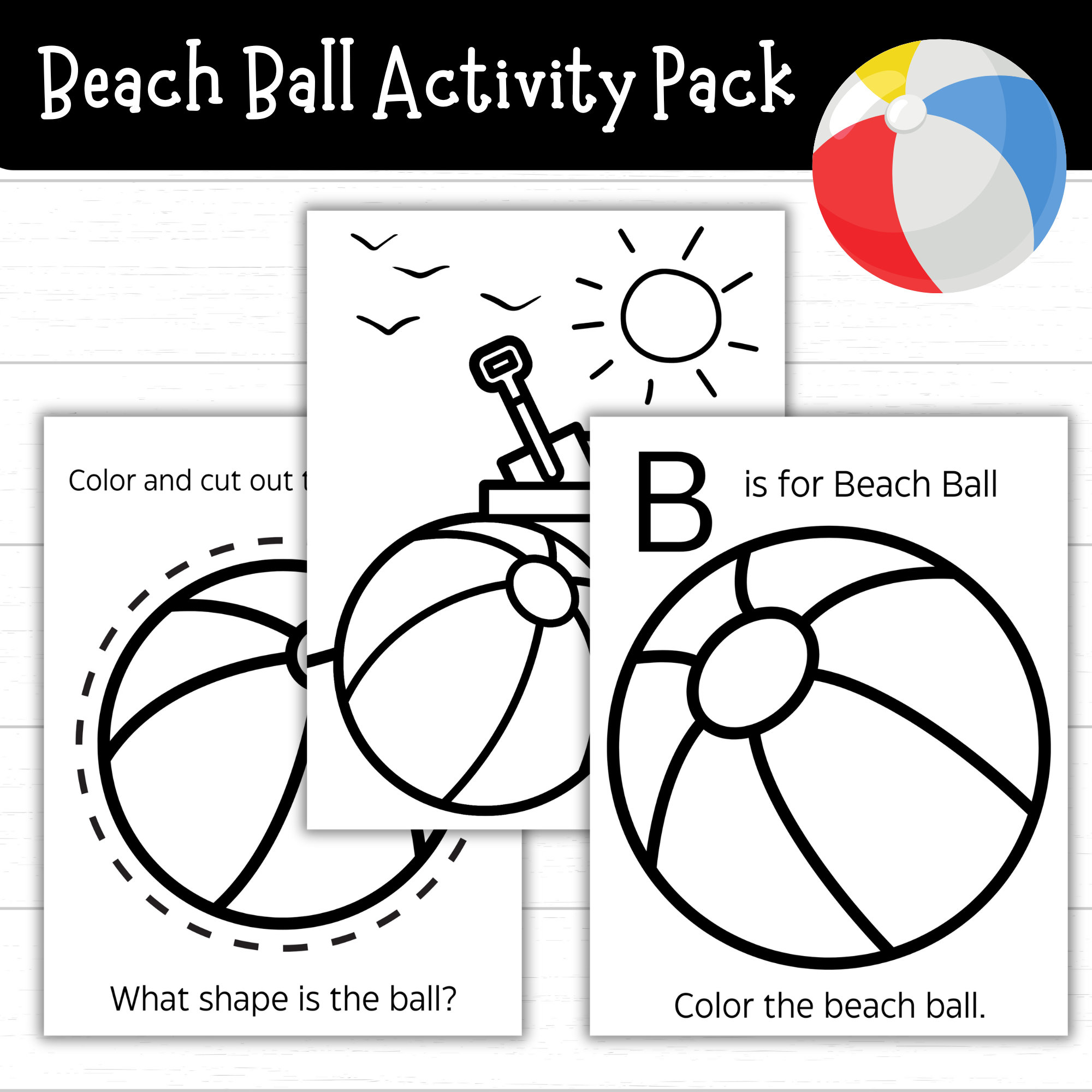 Beach Ball Activity Pack, Beach Ball Craft, Beach Printables, Summer ...