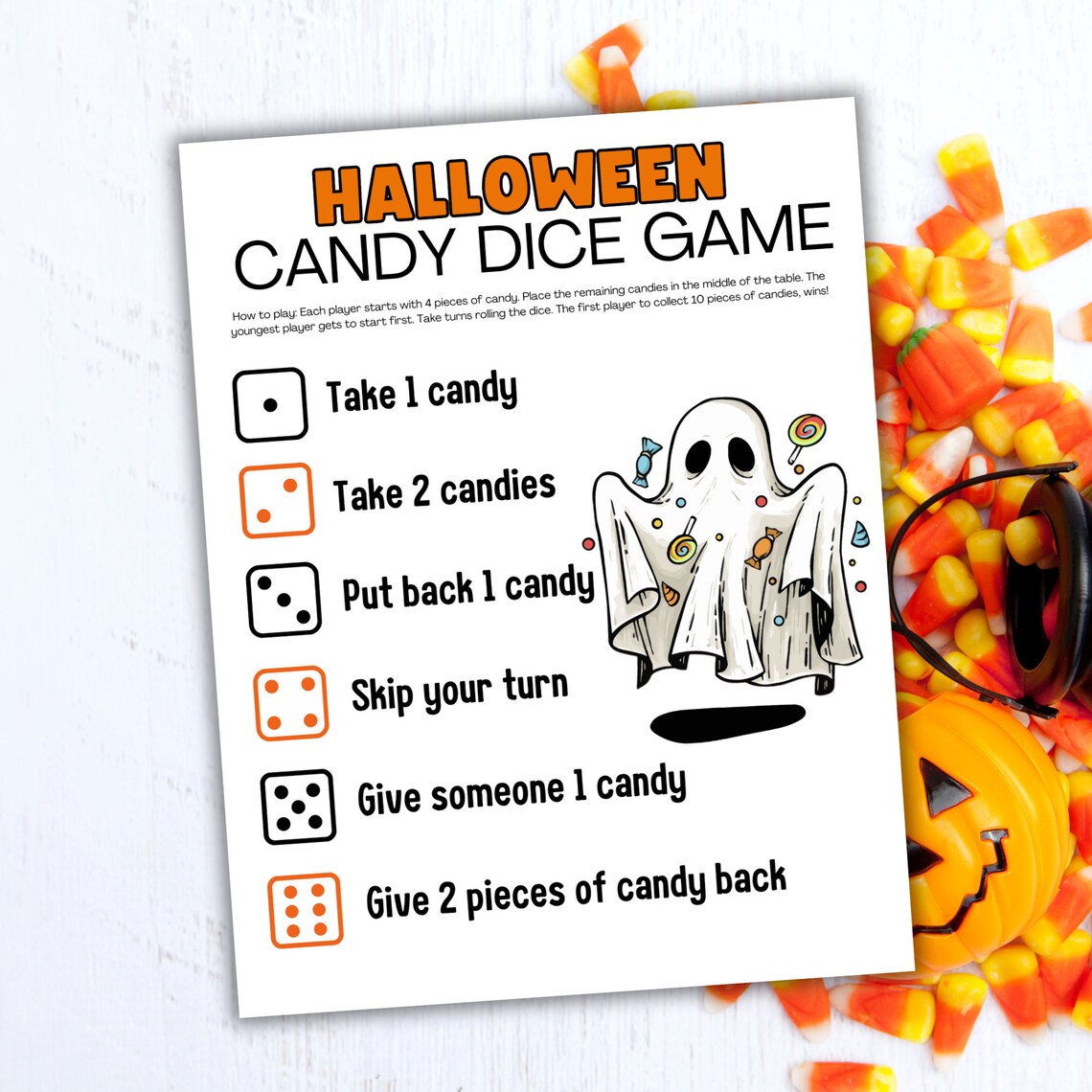Halloween Candy Dice Game, Halloween Party Game for Kids, Classroom ...