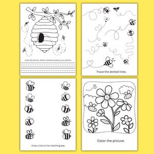Printable Bee Activity Pack for Kids, Spring Worksheets, Coloring Pages ...