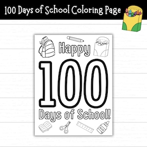 100th Day of School Coloring Page, Printable 100 Days of School ...