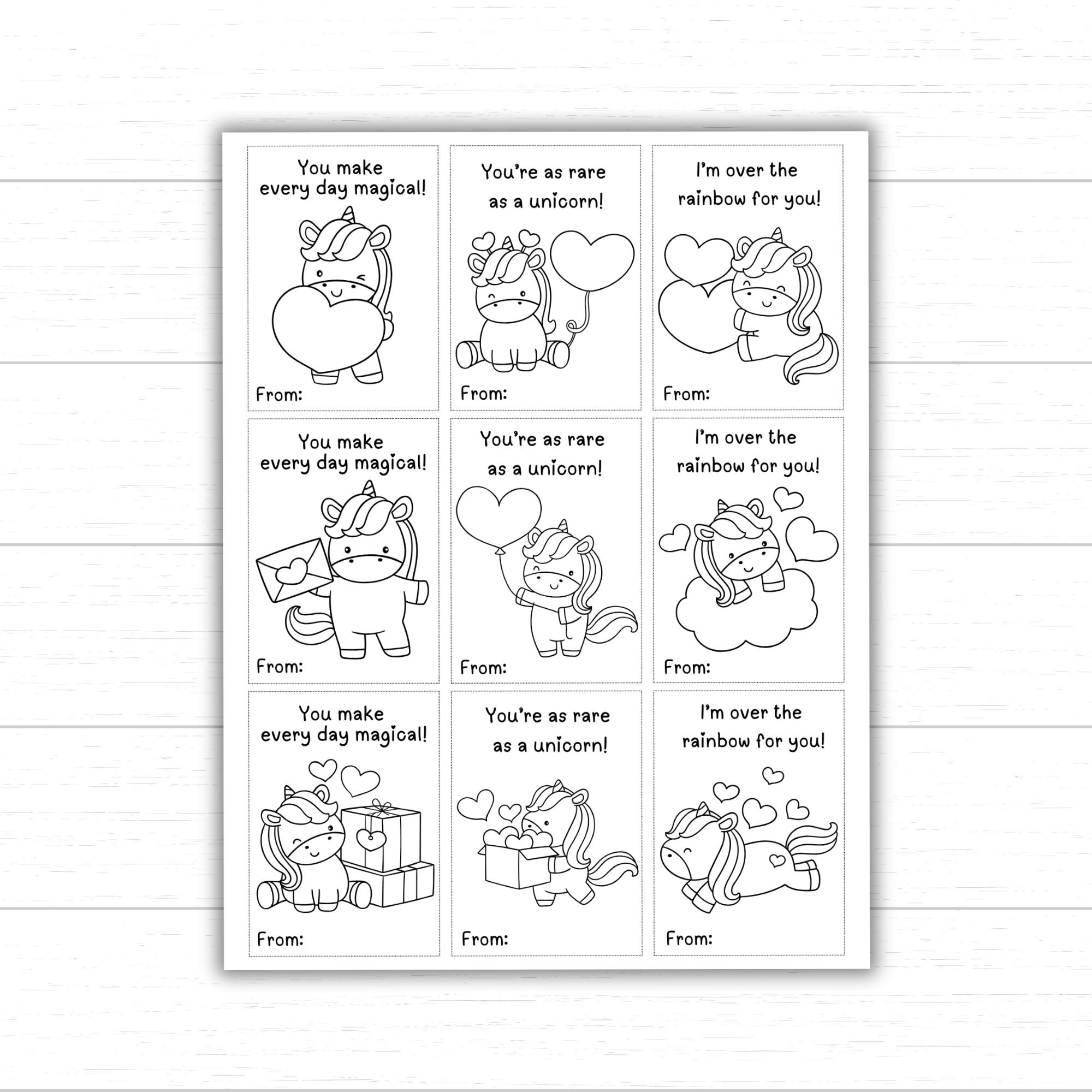 Unicorn Valentine's Day Cards Printable, Unicorn Cards to Print ...