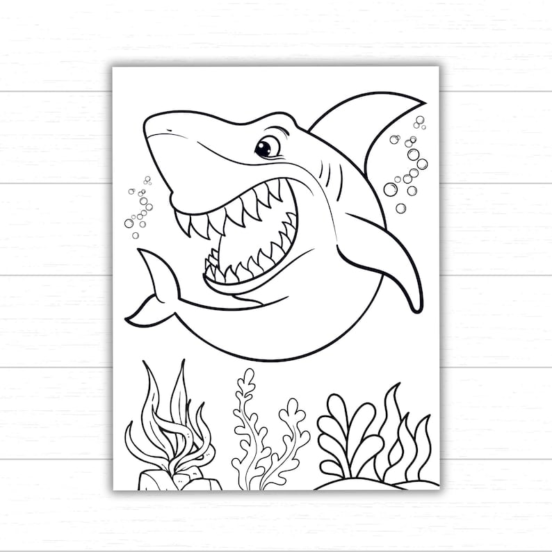 Printable Shark Coloring Pages for Kids, Ocean Themed Coloring Sheets ...