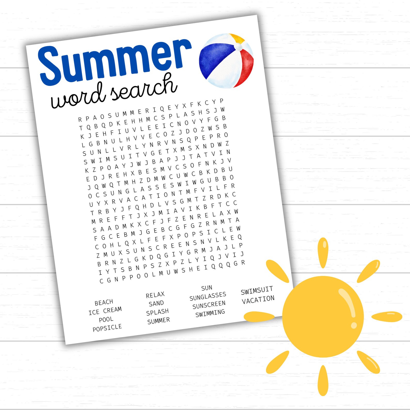 Summer Word Search Printable, Summer Word Games, Summer Word Puzzles ...