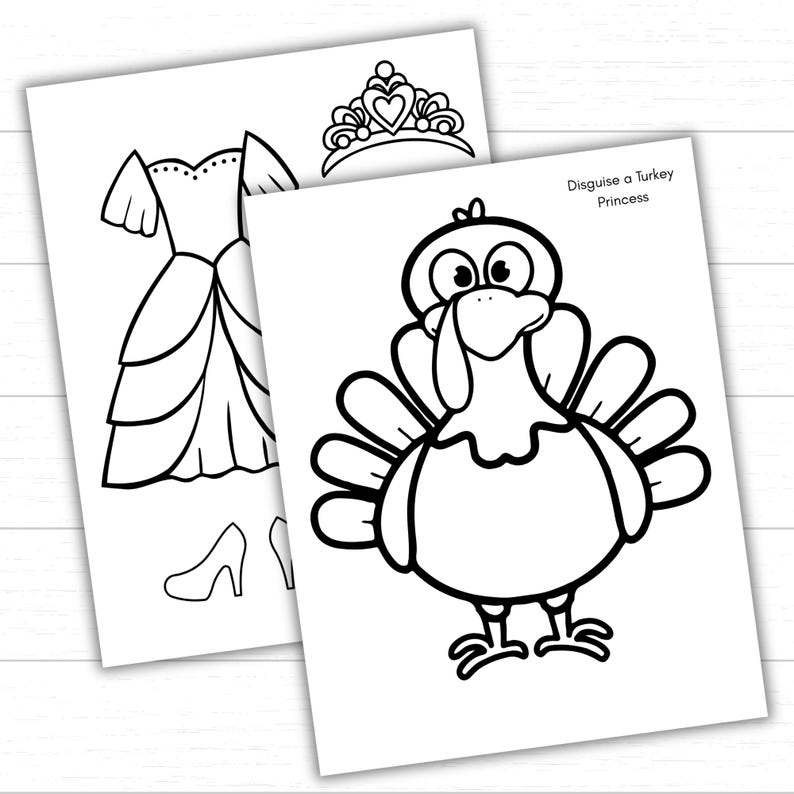 Disguise a Turkey Princess, Princess Turkey Disguise Coloring Page ...