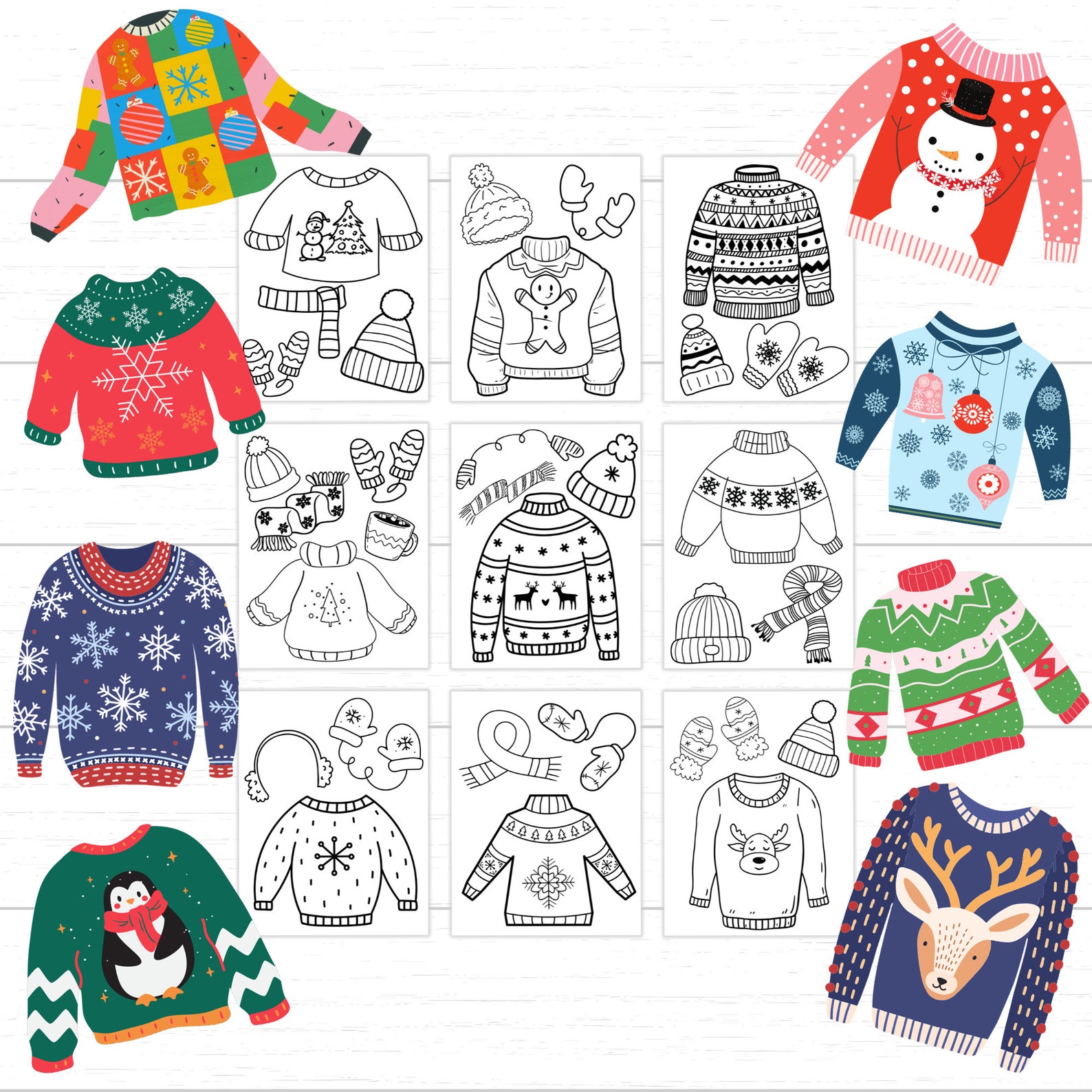 Ugly Christmas Sweater Coloring Pages, Ugly Christmas Sweater ...