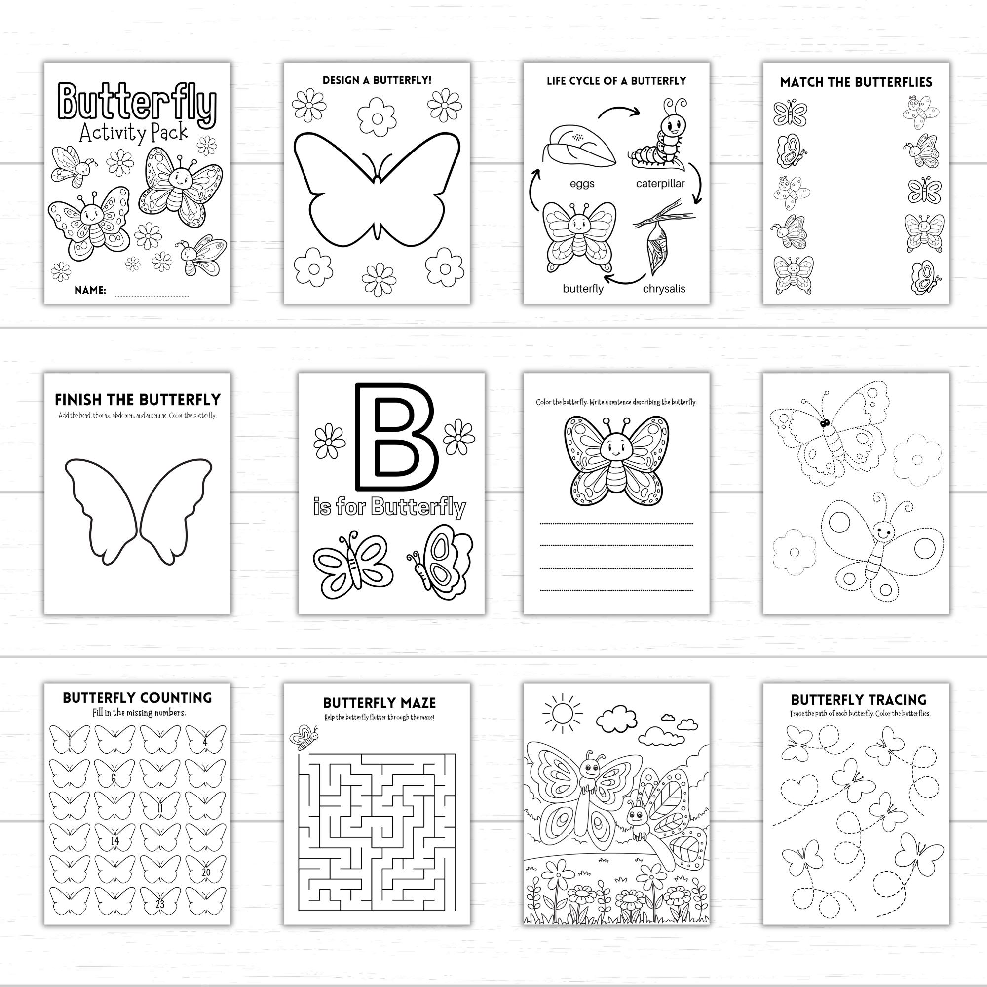 Butterfly Activity Pack Printable for Kids, Science Craft, Coloring ...