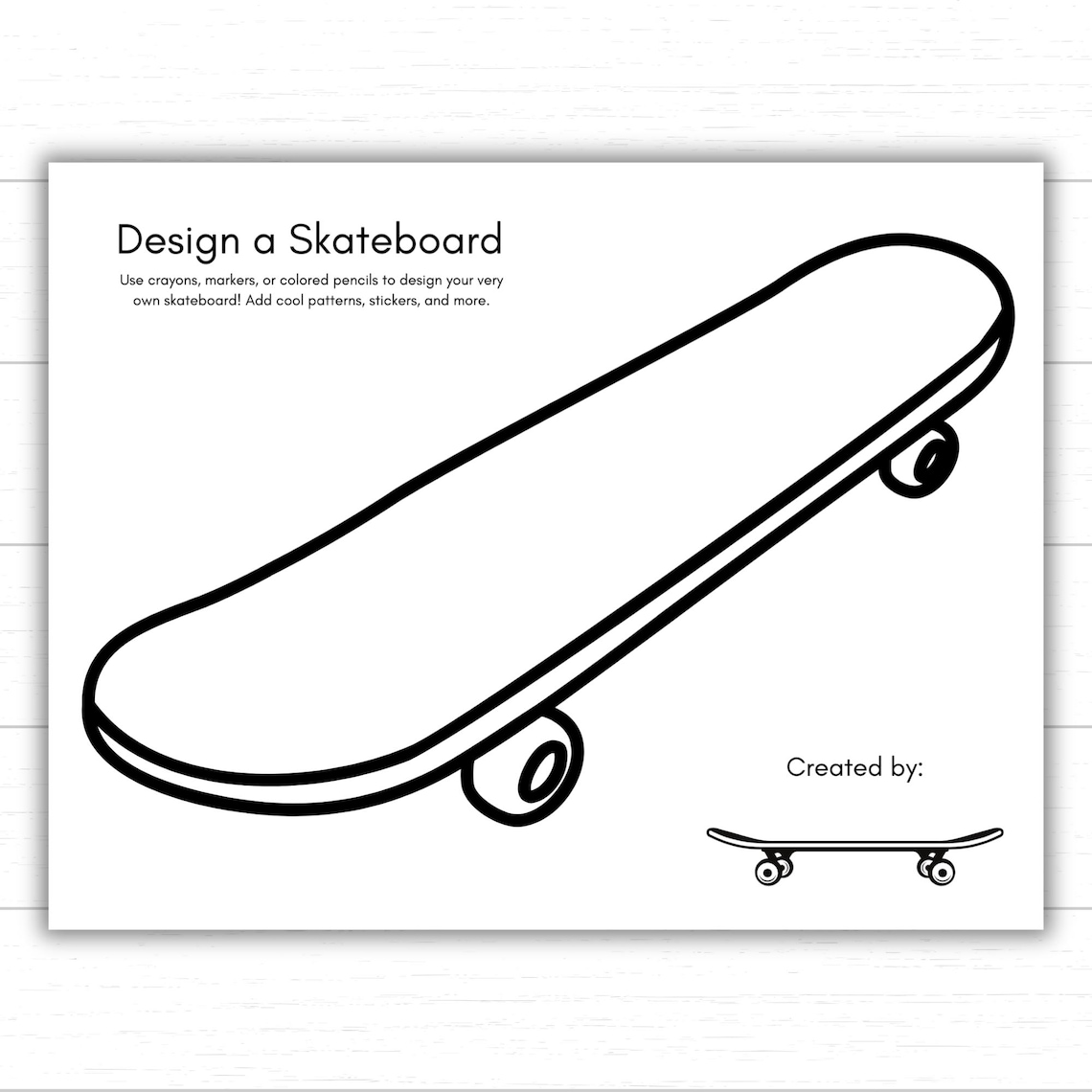 Design a Skateboard Printable Activity for Kids, Blank Skateboard ...