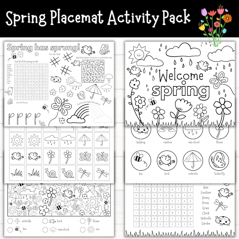 Spring Activity Pack Printable | Kids Games, Word Search, Coloring ...