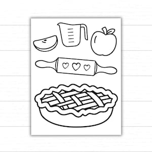 Apple Pie Coloring Pages Printable, Apple Activities, Fall Apple ...