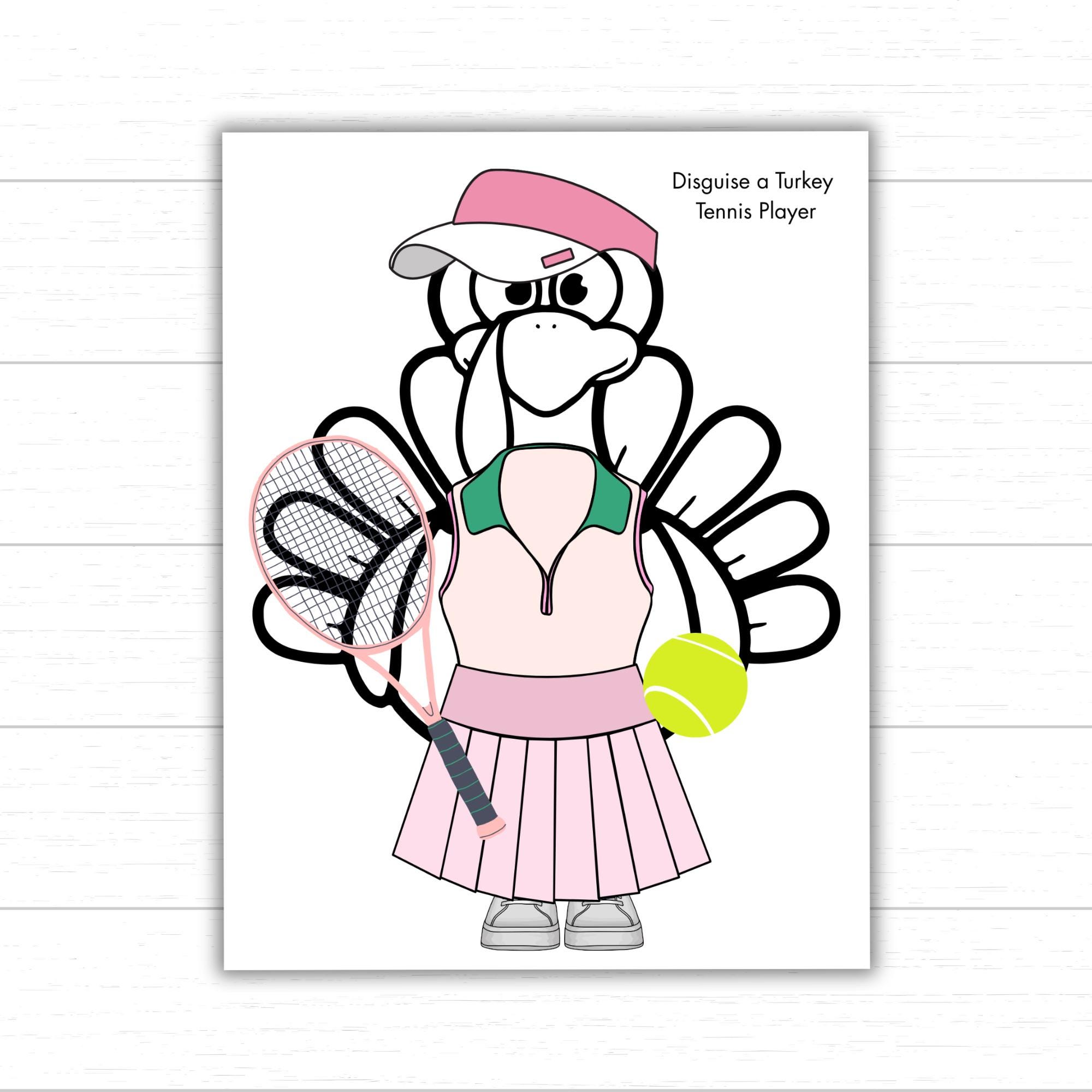 Disguise a Turkey Tennis Player, Printable Turkey Template, Classroom ...